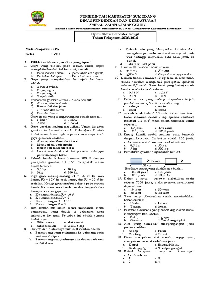 Soal UAS IPA Kls 8 Semester Genap | PDF