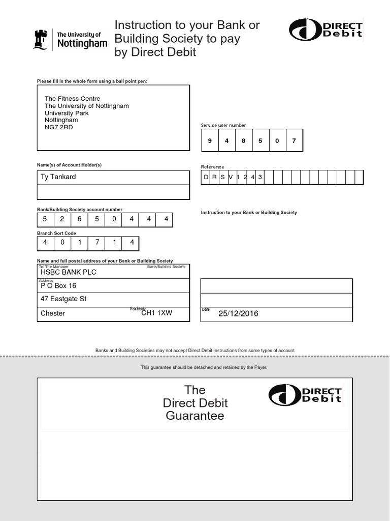 Instruction To Your Bank or Building Society To Pay by Direct Debit ...