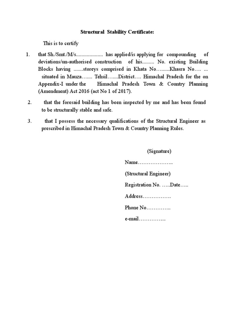 Structural Stability Certificate | PDF