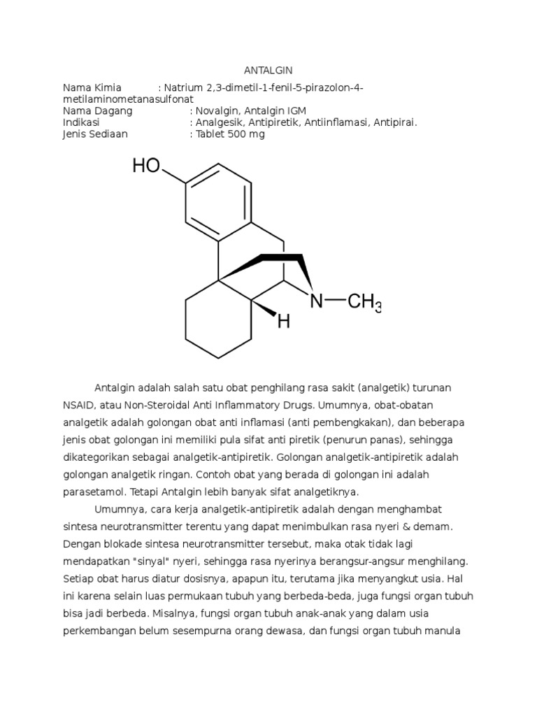 Antalgin: Analgesik NSAID 500mg | PDF