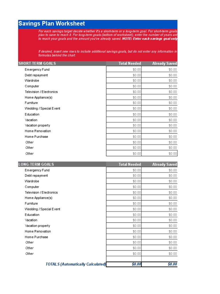 Savings Plan Worksheet | PDF | Business | Computing And Information ...