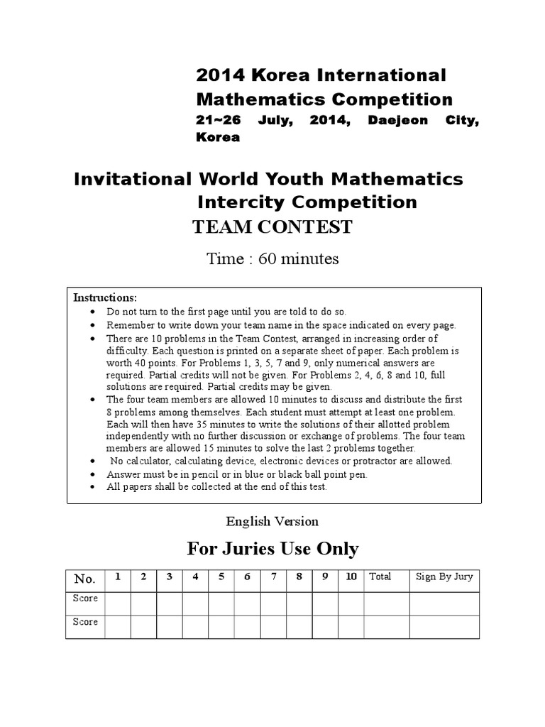 2014 Korea International | PDF | Discrete Mathematics | Teaching ...