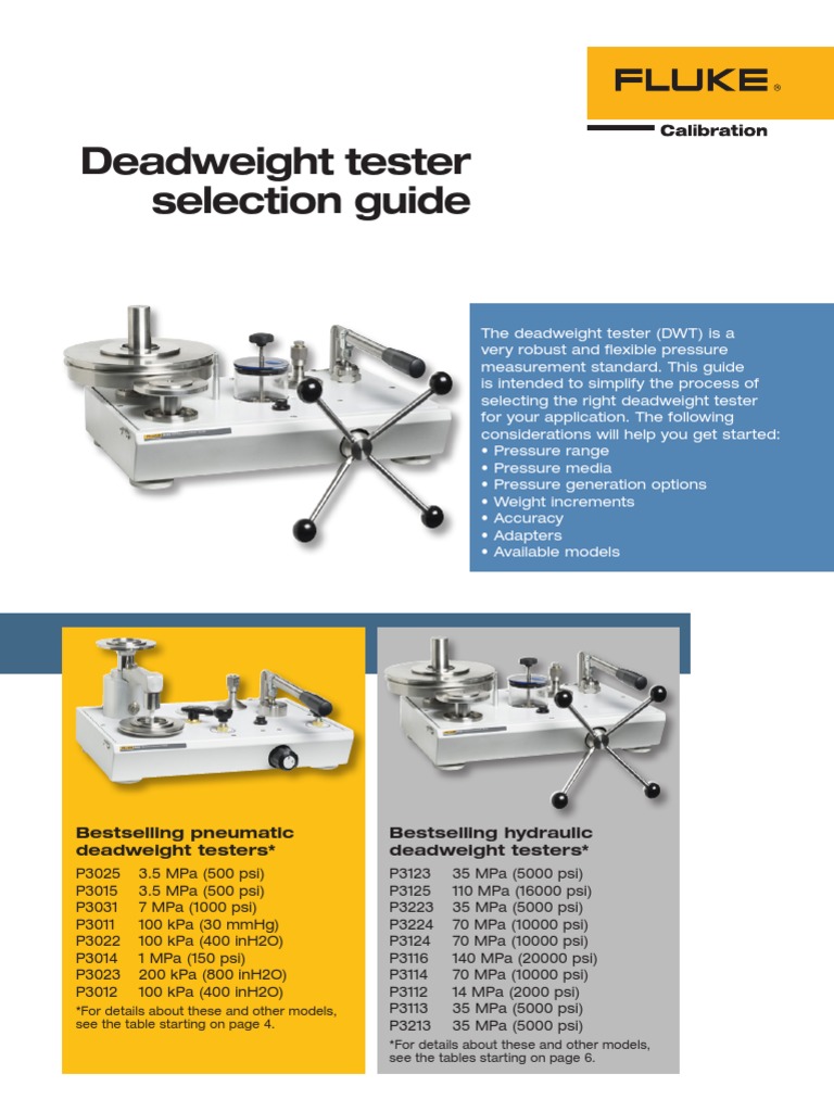 Fluke DWT Selection Guide | PDF | Calibration | Pascal (Unit)