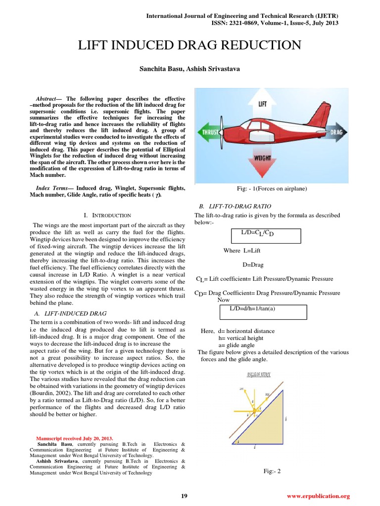 Lift Induced Drag Reduction: Sanchita Basu, Ashish Srivastava | PDF ...