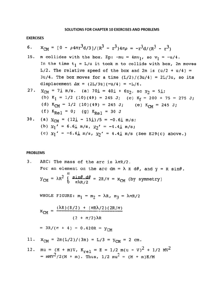 Solutions For Chapter 10 Exercises and Problems Exercises | PDF