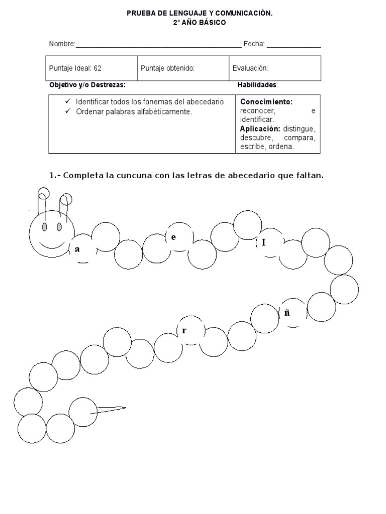 Prueba Abecedario 2° | PDF | Alfabeto | Codificaciones