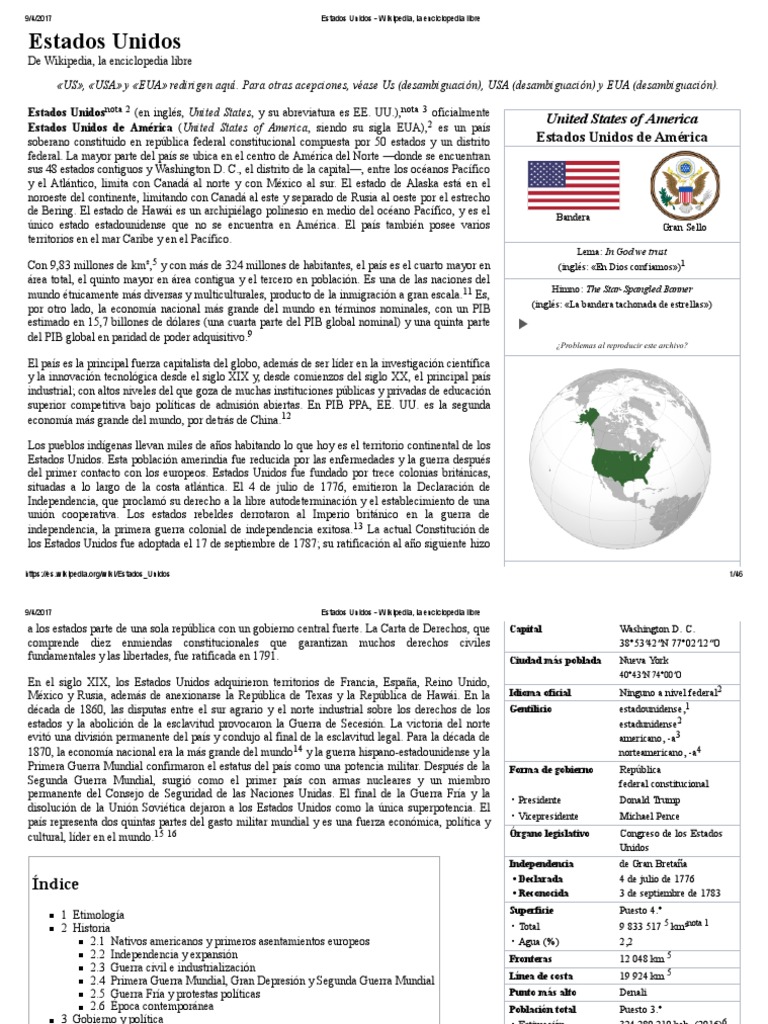 Estados Unidos | PDF | Presidentes de los Estados Unidos | Gobierno ...