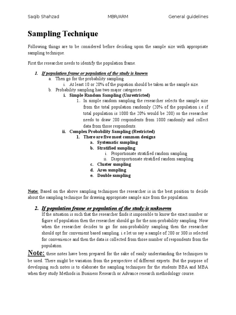 Sampling Technique (1) | Sampling (Statistics) | Evaluation Methods