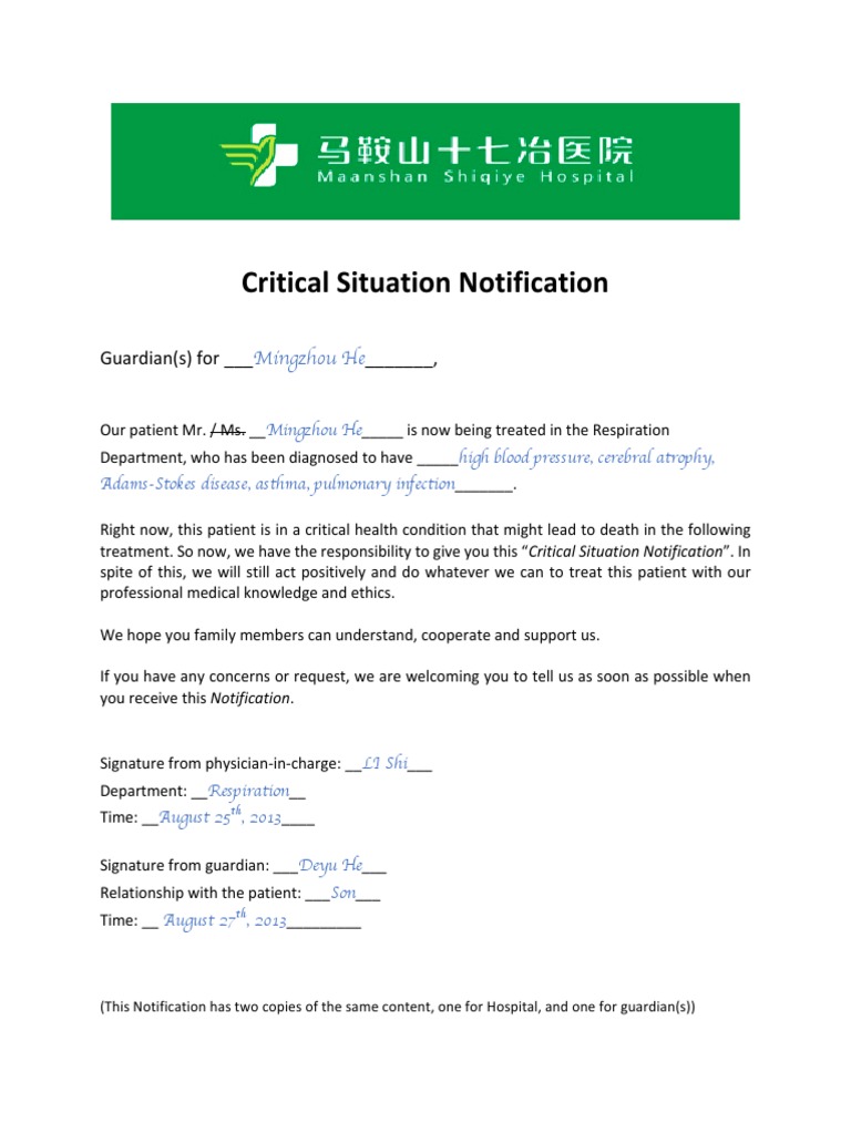13 Critical Situation Notification | PDF