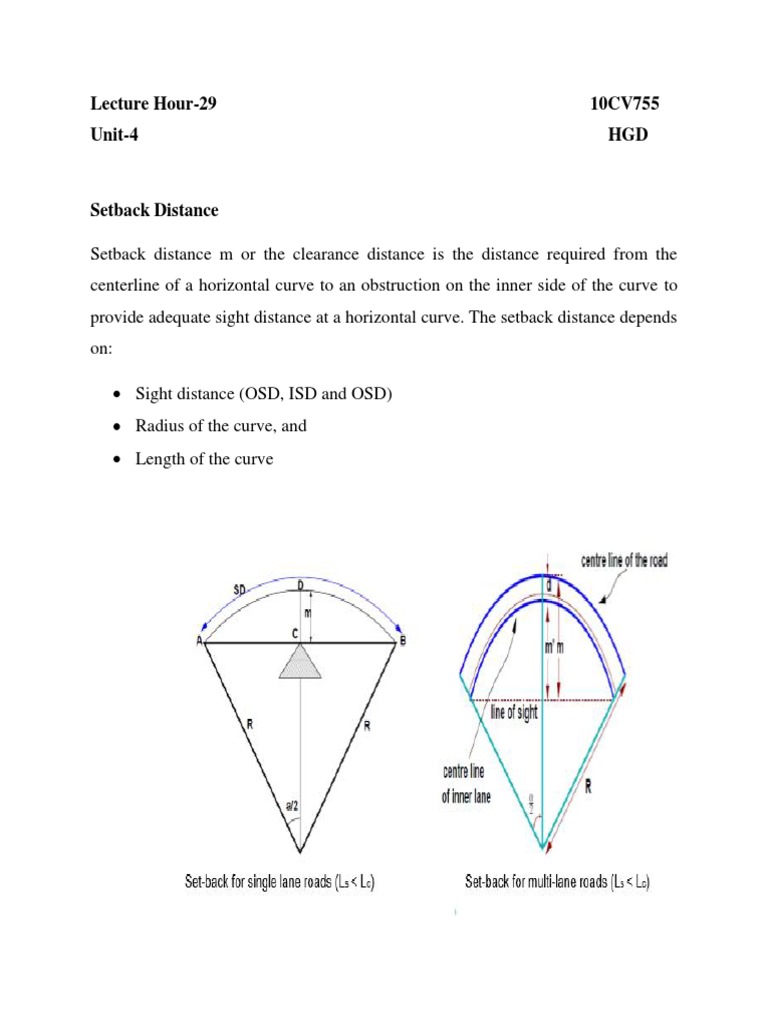 Setback Distance in Highway Engineering | PDF