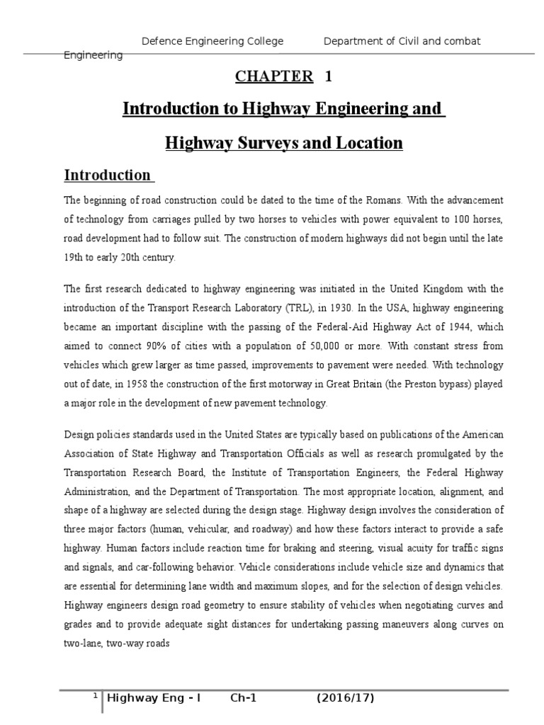 Chapter - 1-Introduction To Highway Engineering and Highway Surveys and ...