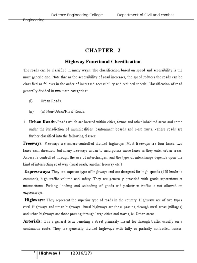 Chapter 2 Highway Functional Classification 1 | PDF | Controlled Access ...