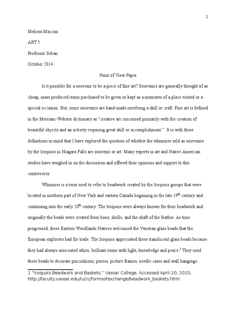 Art 5 Point of View Paper | PDF | Beadwork | Iroquois