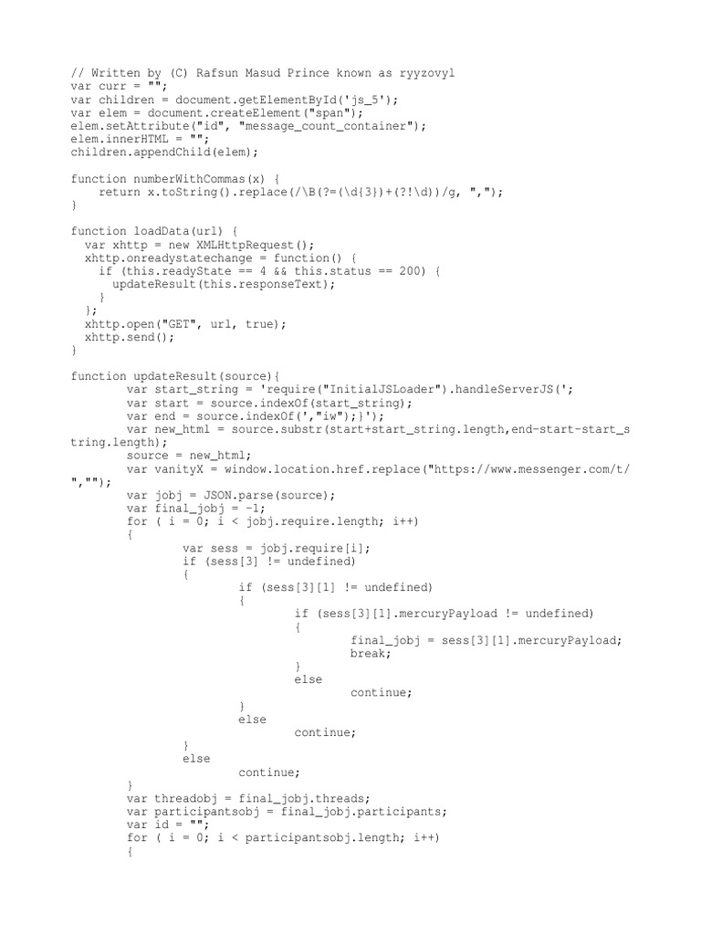 FB Message Count - Script | PDF | Hypertext