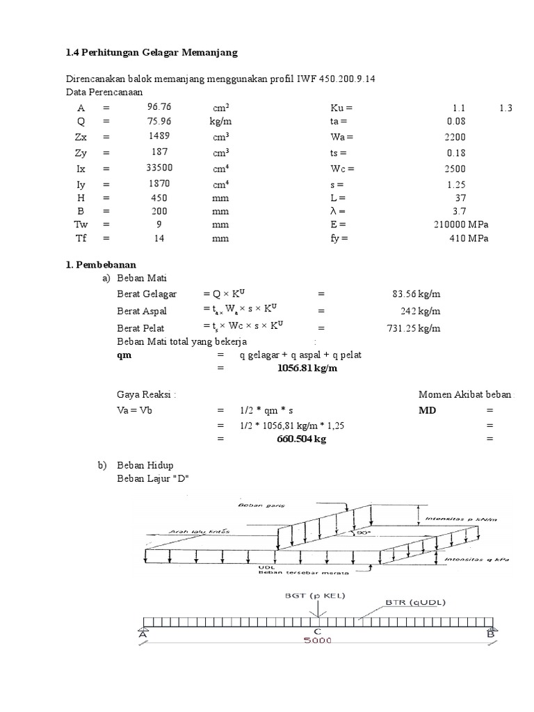 Perhitungan Gelagar Memanjang | PDF