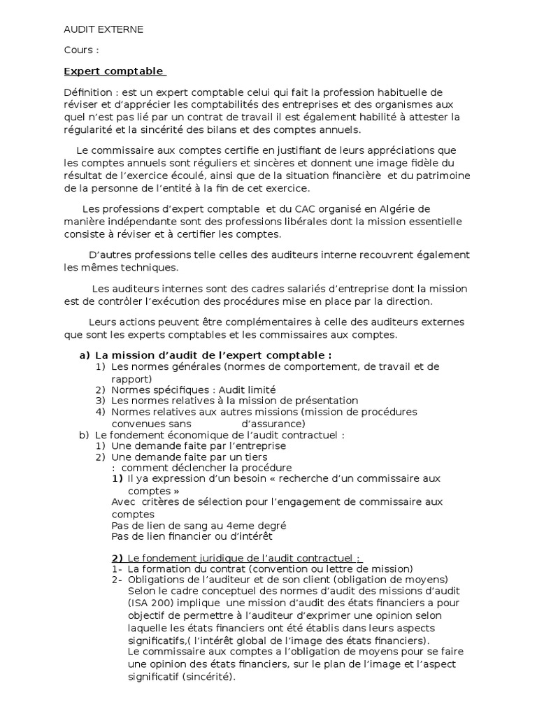 Audit Externe | PDF | Audit financier | Audit