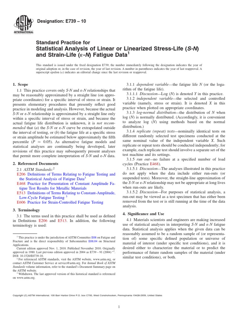 Astm E739 | PDF | Confidence Interval | Fatigue (Material)