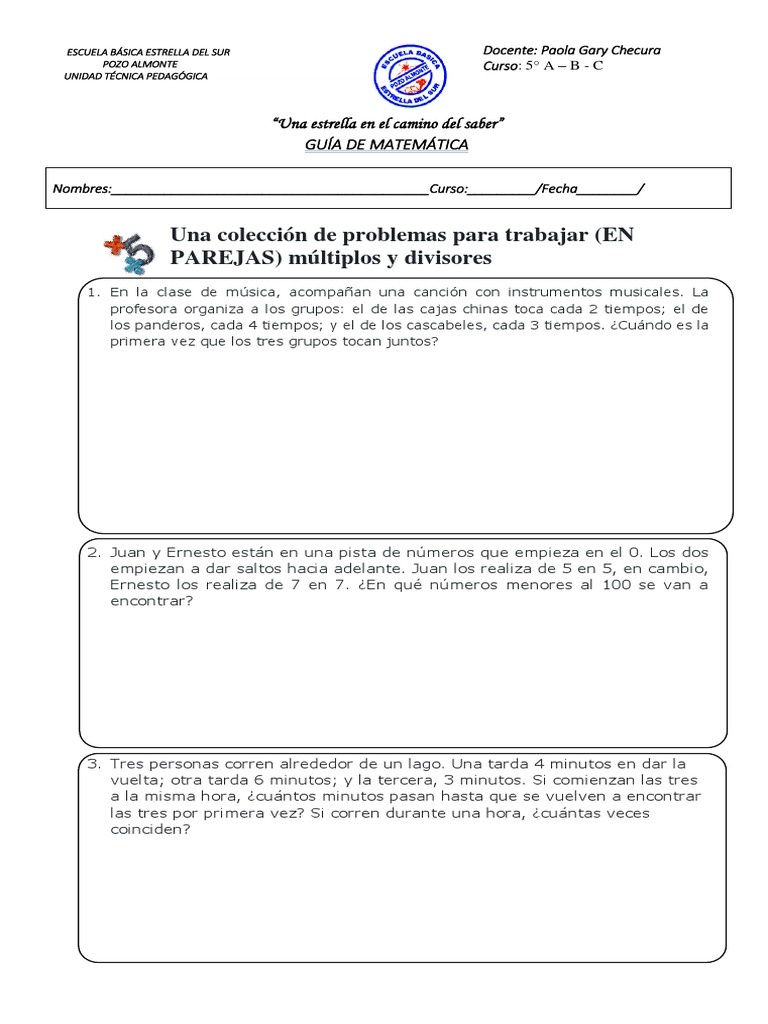 6° Problemas Multiplos | PDF | Multiplicación | Ocio