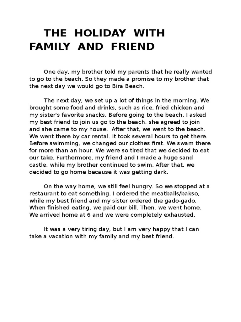 The Holiday With Family and Friend | PDF