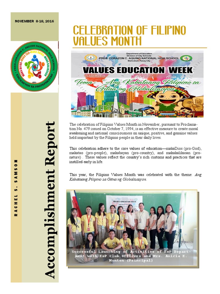 EsP Club Accomplishment Report 1617 | PDF | Philippines