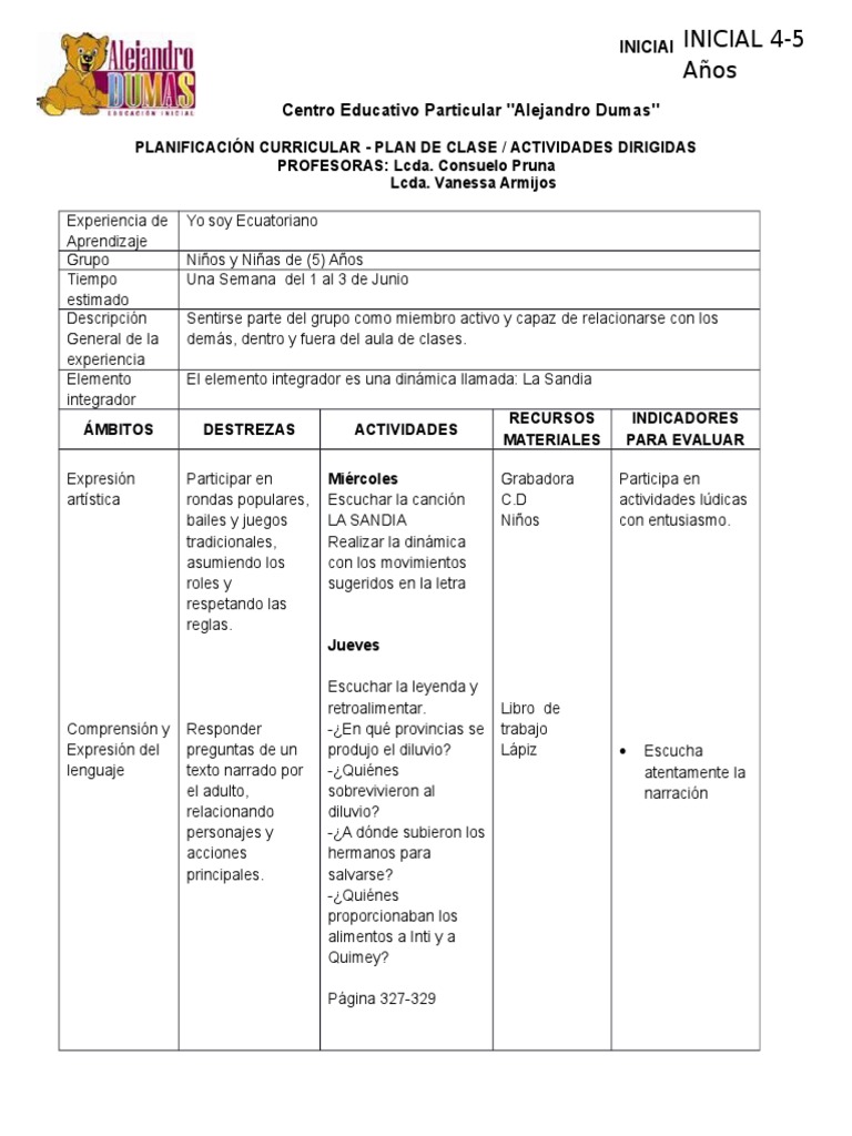 Planificación Mes de Junio Del 2016 | PDF | Dibujo | Ecuador