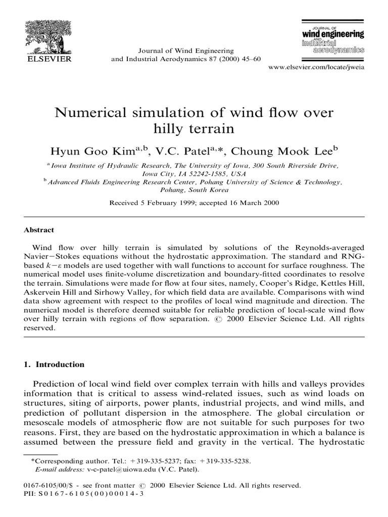 Numerical Simulation of Wind Flow Over Hilly Terrain | PDF | Fluid ...