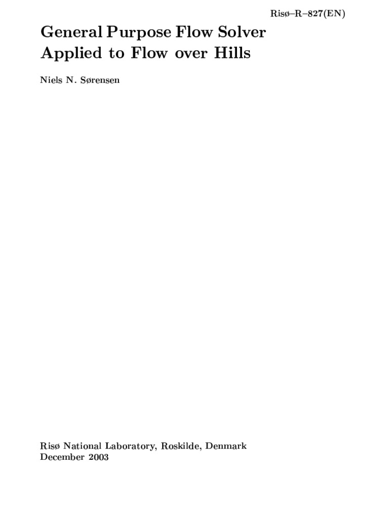 General Purpose Flow Solver Applied To Flow Over Hills | PDF