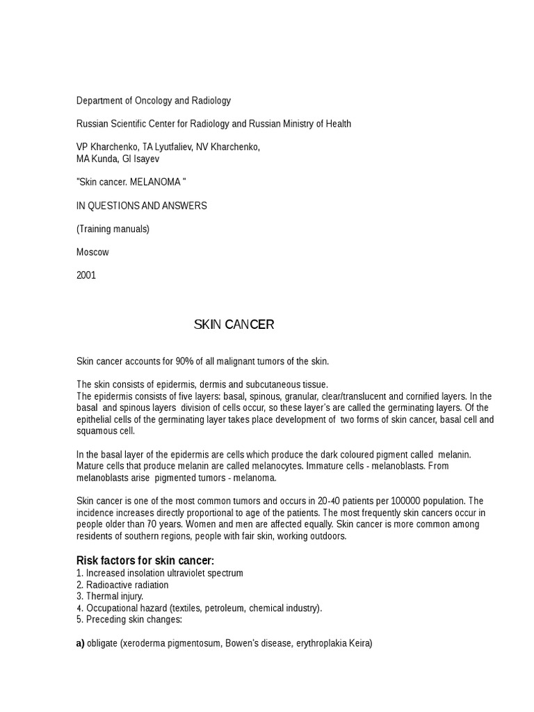 Skin Cancer | PDF | Melanoma | Skin Cancer