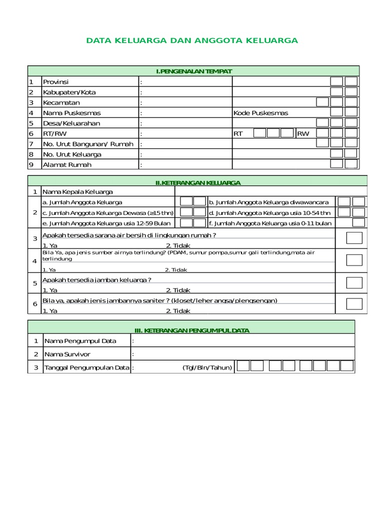 Data Keluarga Dan Anggota Keluarga | PDF