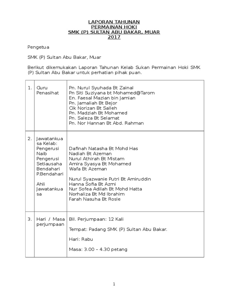 Laporan Tahunan Hoki | PDF