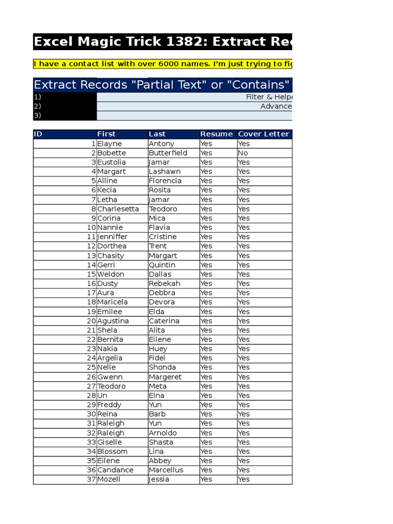 Four Methods for Extracting Records from a Data List Using Partial Text ...