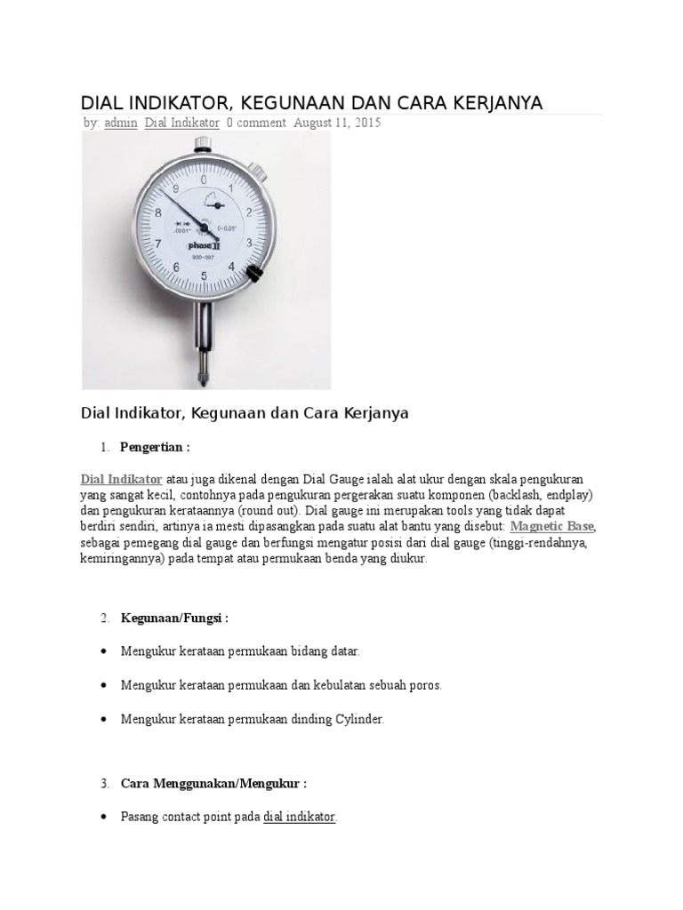 Dial Indikator | PDF | Teknologi & Rekayasa