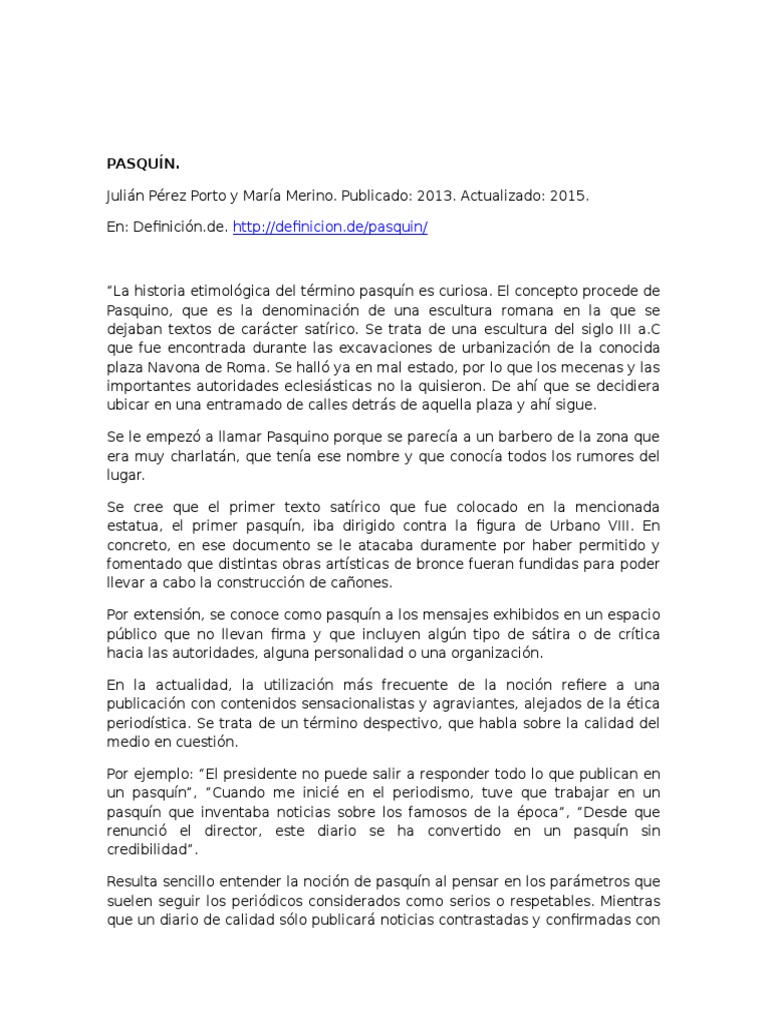 Definición y ejemplos de pasquín | PDF | Judaísmo Haredi | Publicación