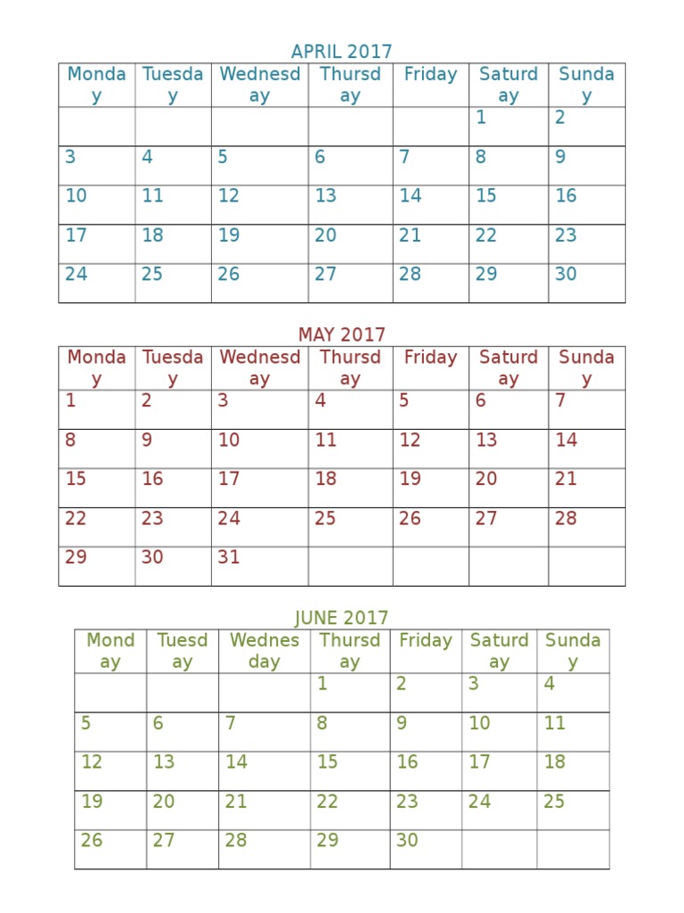 2017 Monthly Calendar | PDF
