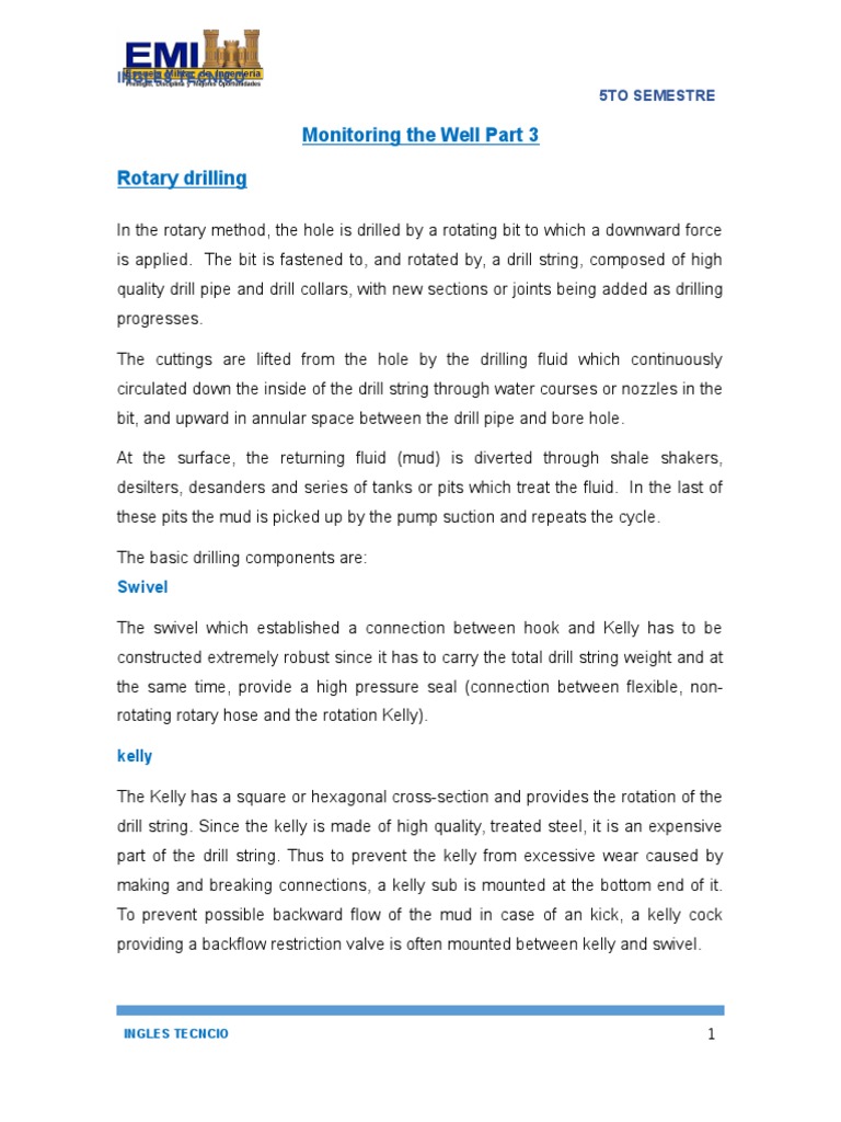 Rotary Drilling, Hoisting and Drilling Process | PDF | Tools ...