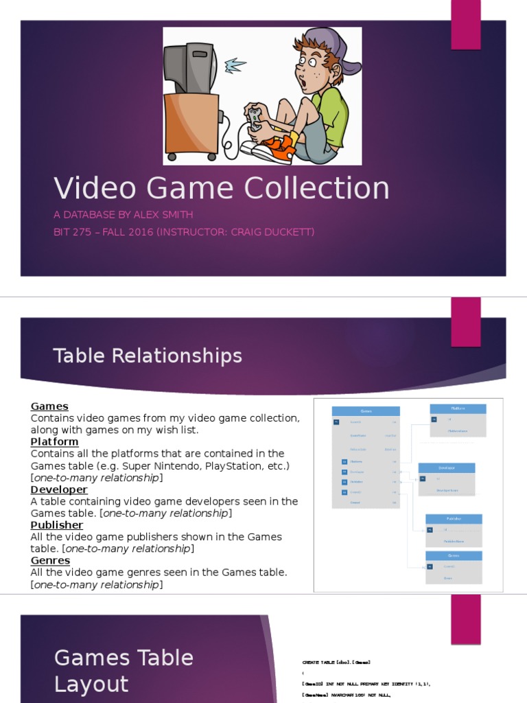 Video Game Collection: A Database by Alex Smith Bit 275 - Fall 2016 ...