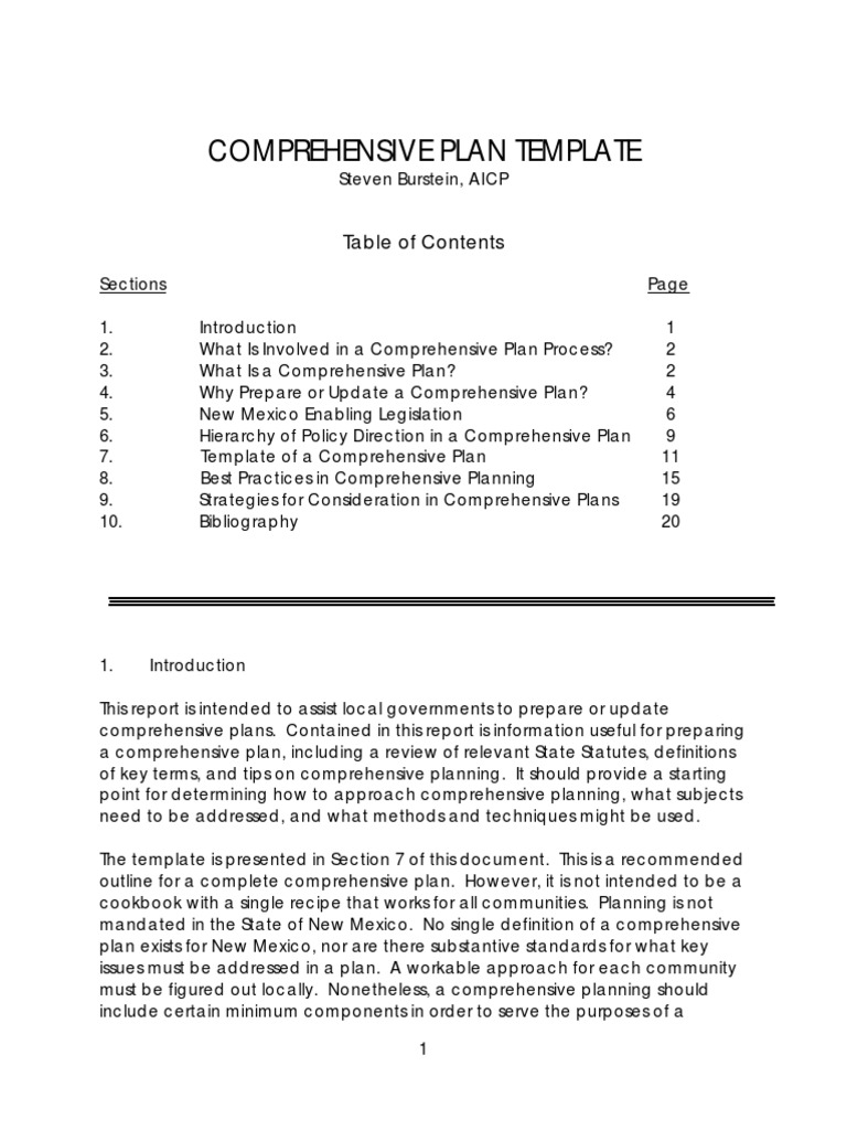 Comprehensive Planning Template | PDF | Policy | Goal