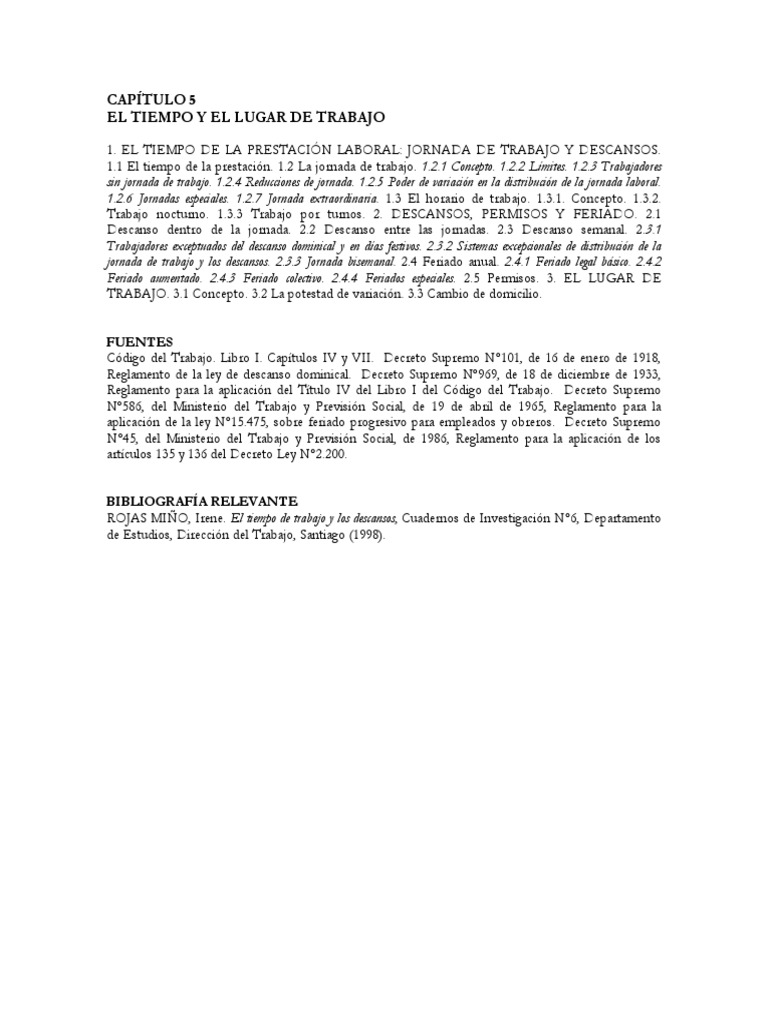 Cap Tulo 5 Derecho Del Trabajo Luis Lizama Portal | PDF | Tiempo de trabajo | Derecho laboral