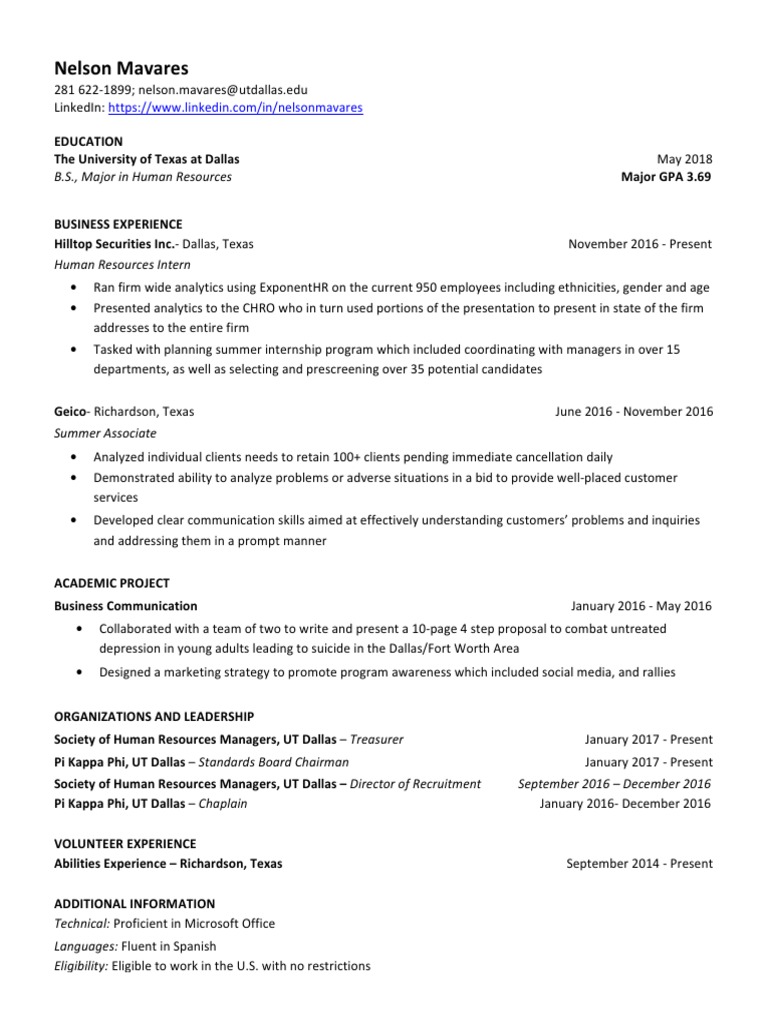 Resume 2017 | Download Free PDF | University Of Texas At Dallas | Human ...