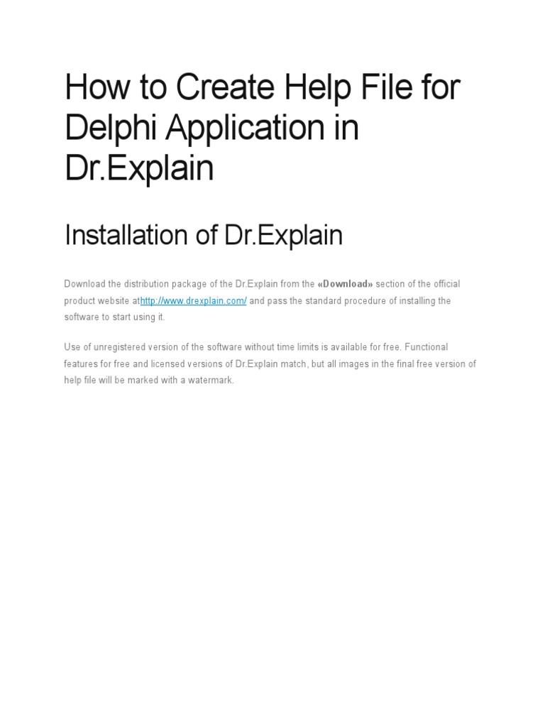 How To Create Help File For Delphi Application in DR | PDF