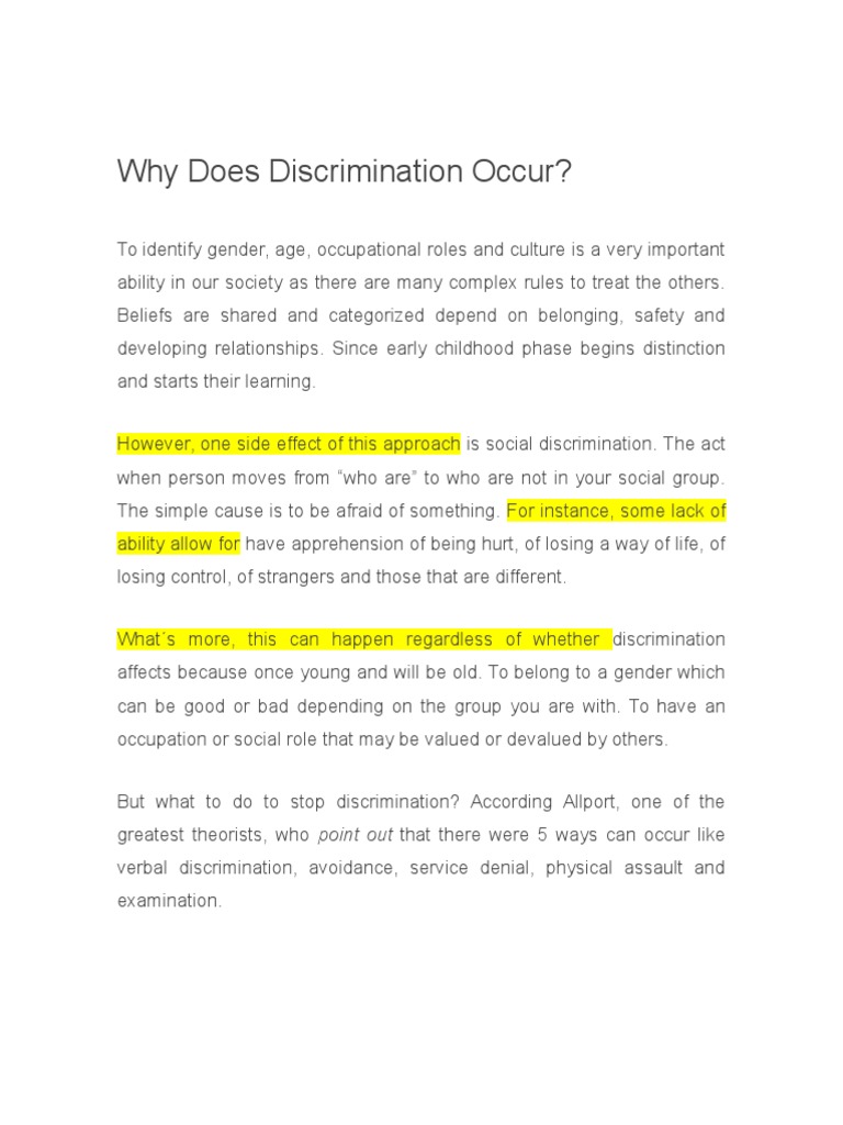 Why Does Discrimination Occur? | PDF | Social Group | Discrimination