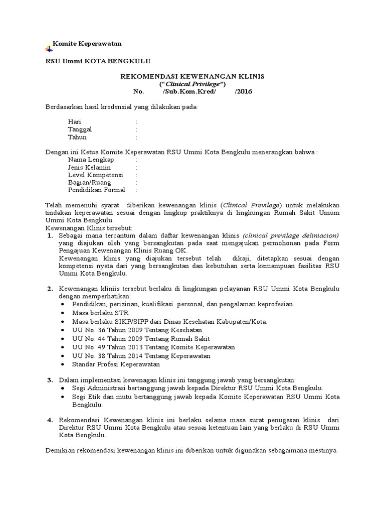 Rekomendasi RKK Perawat Ruang Ok | PDF