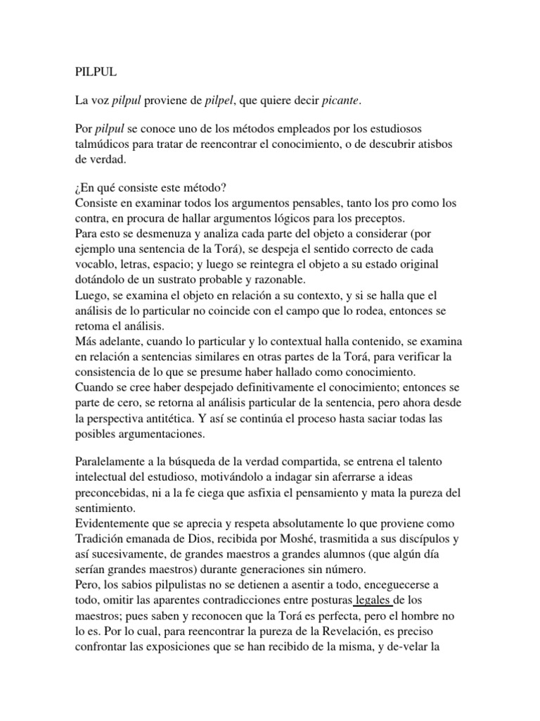 PILPUL | PDF | Tora | Conocimiento