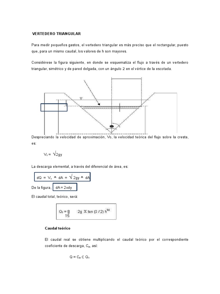 Vertedero Triangular | Ecuaciones | Sistema de ecuaciones lineales