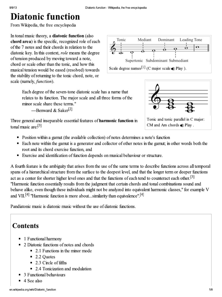 Diatonic Function | PDF