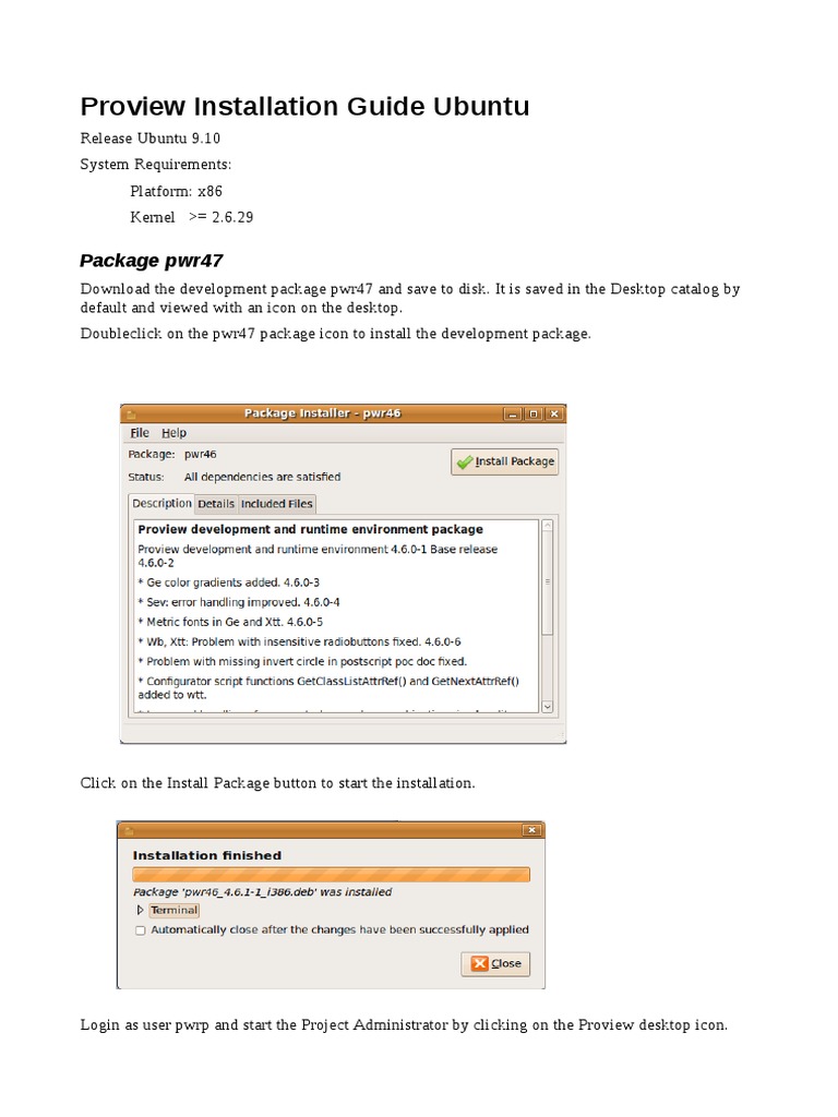 Proview Installation Guide Ubuntu: Package pwr47 | PDF | Computers