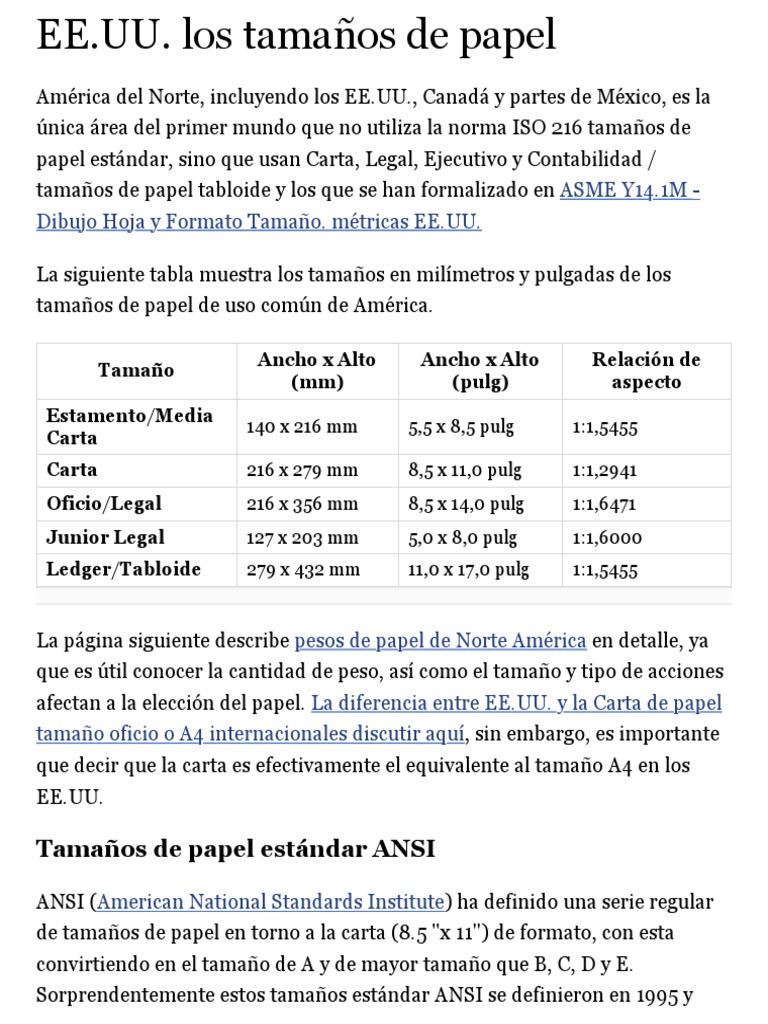 EE.UU. tamaños de papel - Carta y Legal dimensiones del papel de ...
