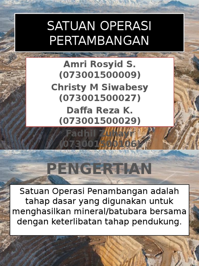 Satuan Operasi Pertambangan | PDF
