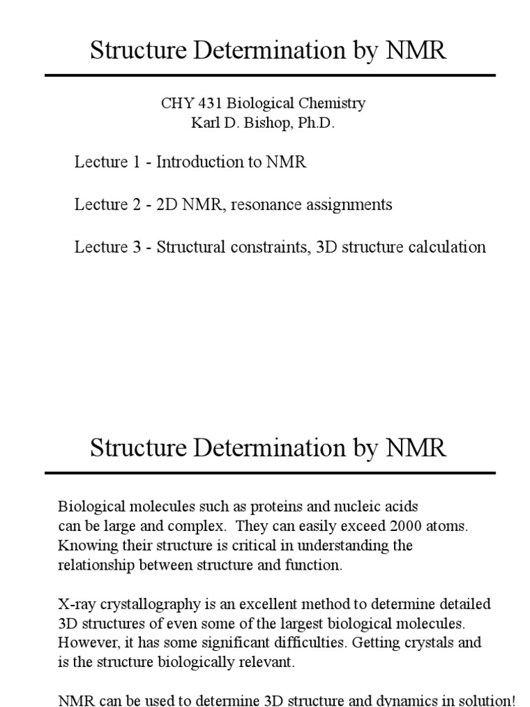 Introduction 1D 2D NMR | PDF | Relaxation (Nmr) | Nuclear Magnetic Resonance