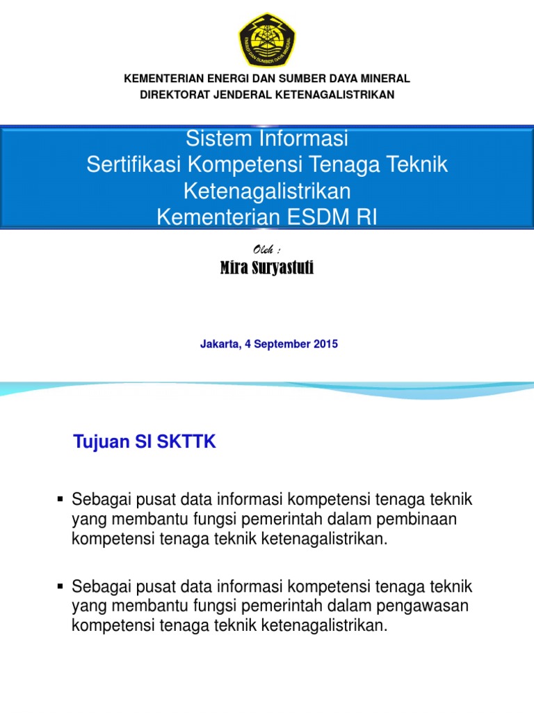Presentasi Sistem Informasi SKTTK Kementerian ESDM | PDF